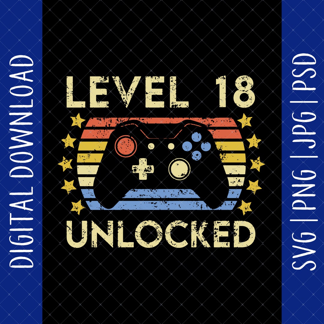 Level 18 Unlocked 18th Birthday Digital Download - 18th Birthday Gifts ...