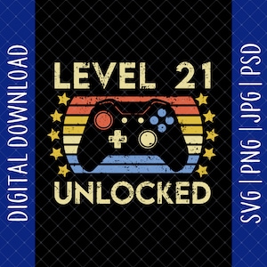 Level 21 Unlocked 21st Birthday Digital Download - 21st Birthday Gifts ...