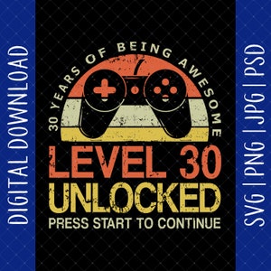 Level 30 Unlocked 30th Birthday Digital Download - 30th Birthday Gifts ...