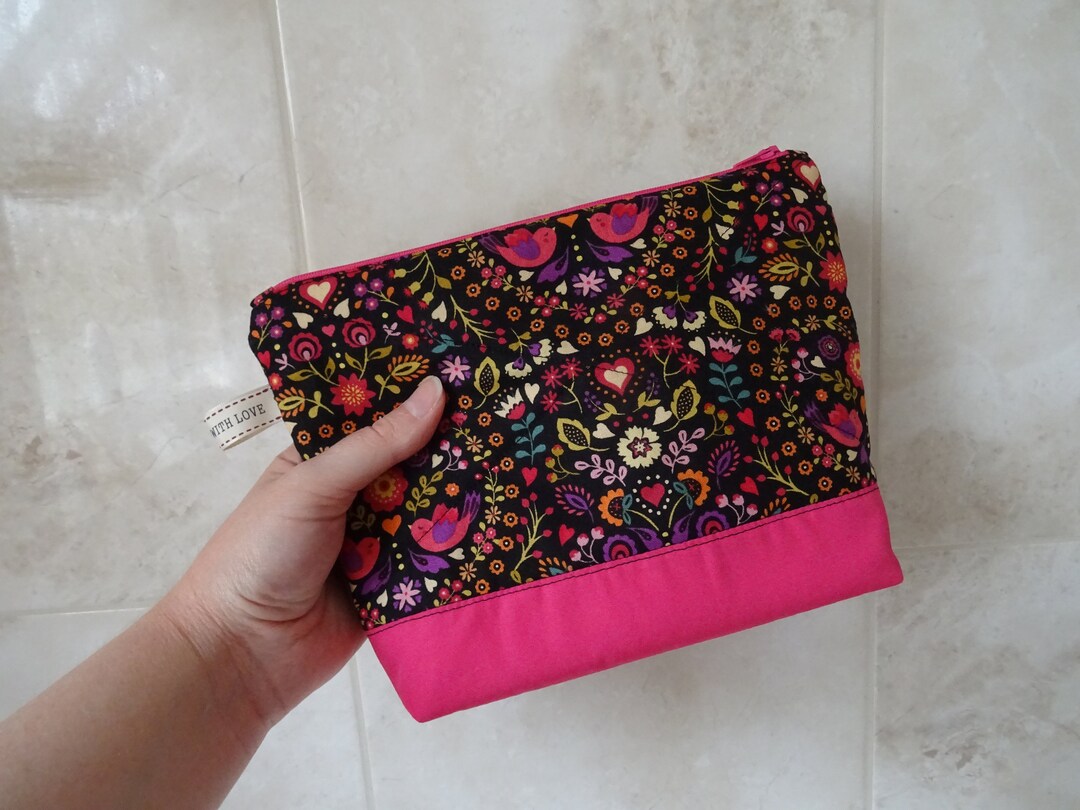 Cosmetic Bag, Floral Cosmetic Bag, Pink Cosmetic Bag, Pretty Makeup Bag ...