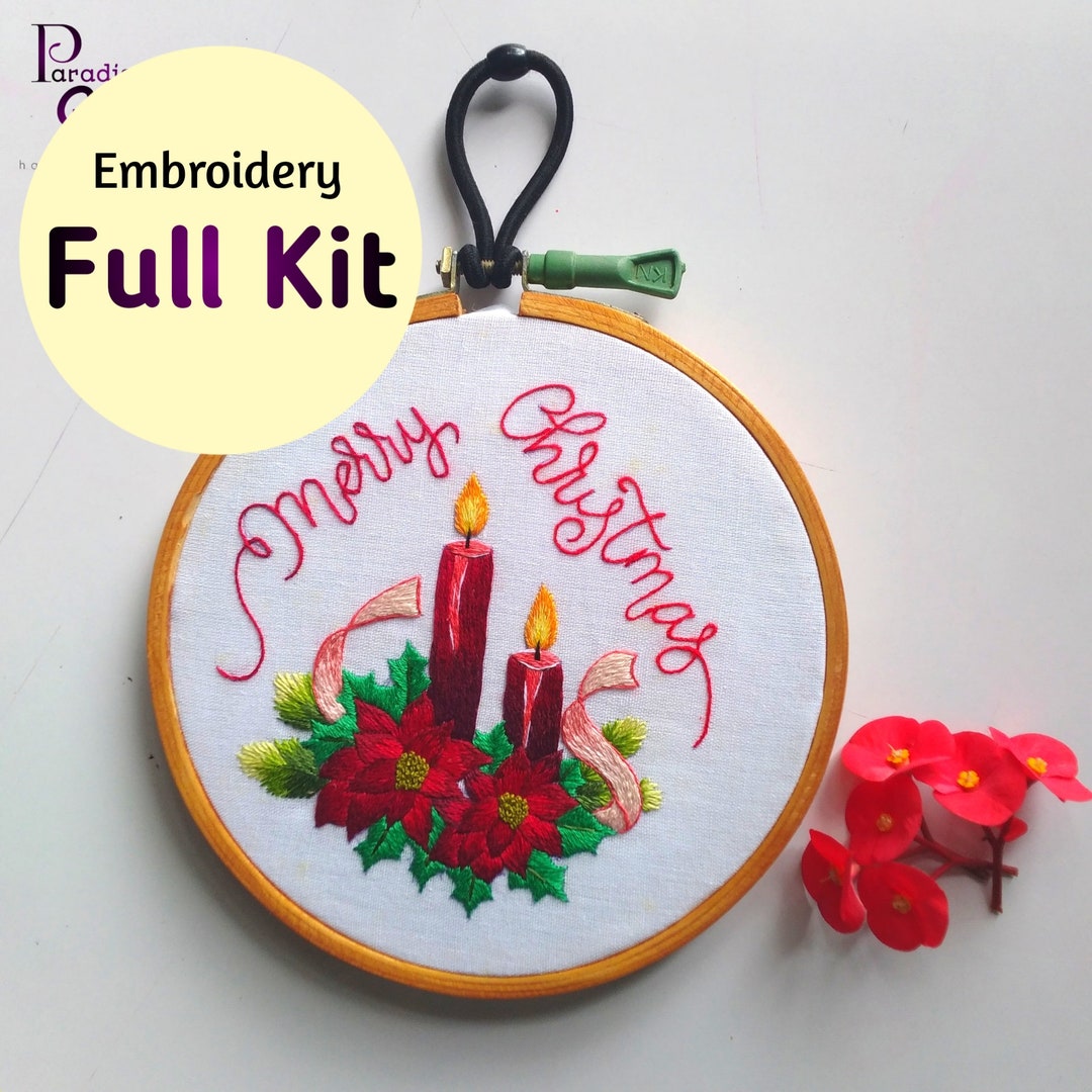 Christmas Candles Embroidery Christmas Ornament Kit for - Etsy