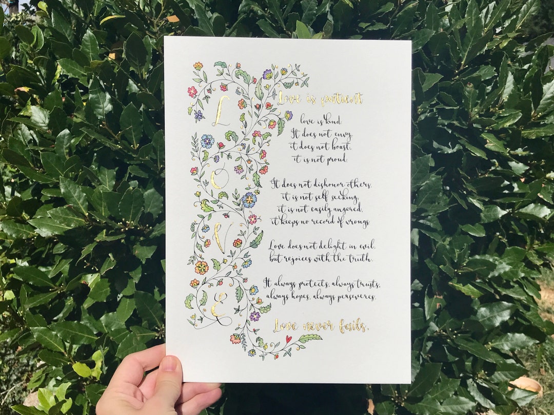 Love is Patient, Love is Kind | Hand Painted ORIGINAL With 23 Carat ...