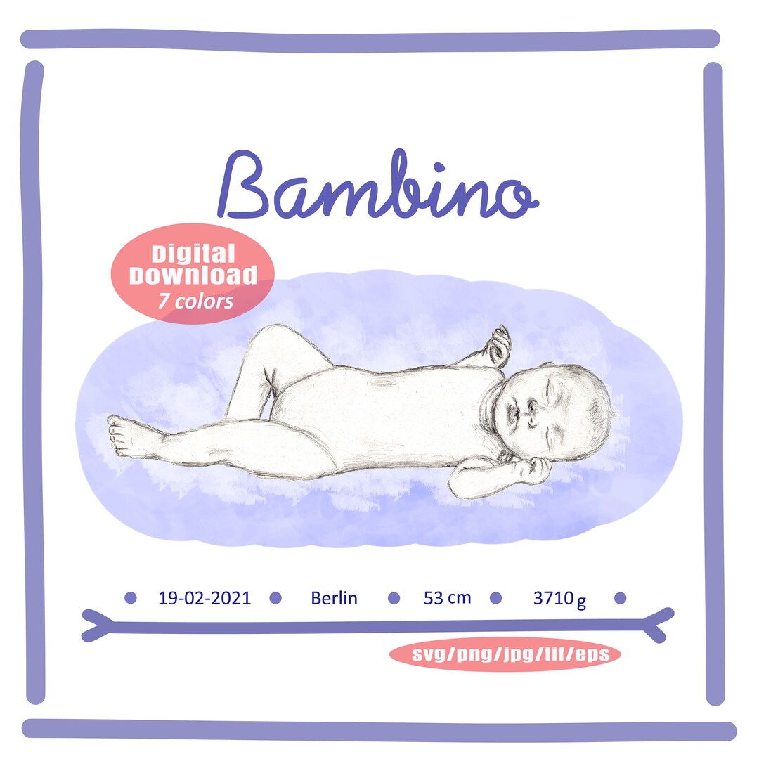 Baby is here Bambino imagen de anuncio de bebé personalizable para ...