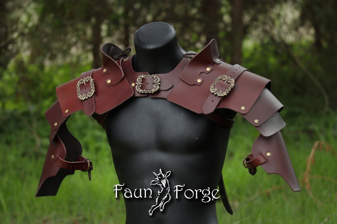 Tiefling Larp Pauldrons Set With Gorget - Leather Costume - Etsy