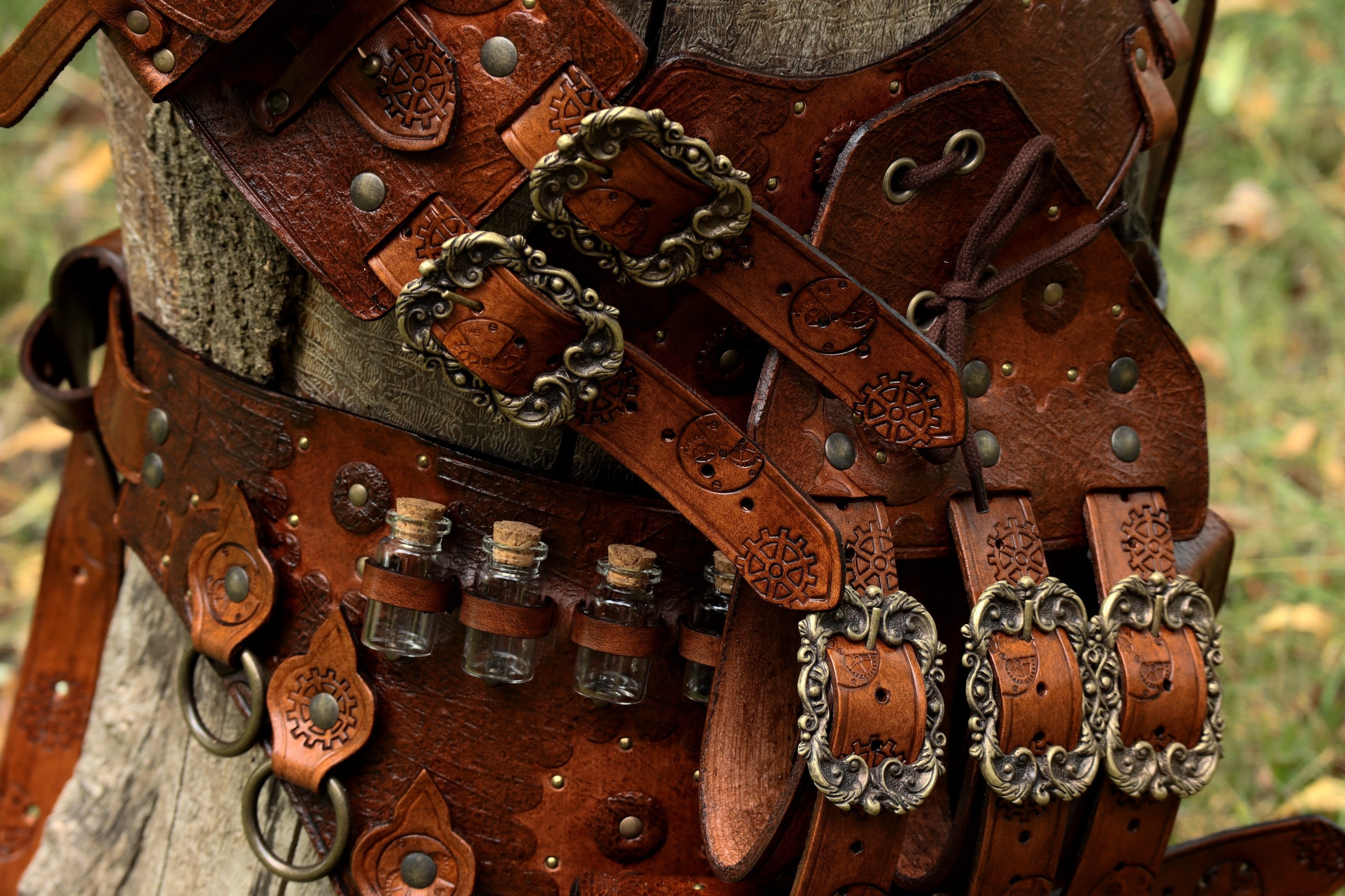 Steampunk Alchemist Pauldron Bandolier and Alchemy Belt Set - Etsy UK