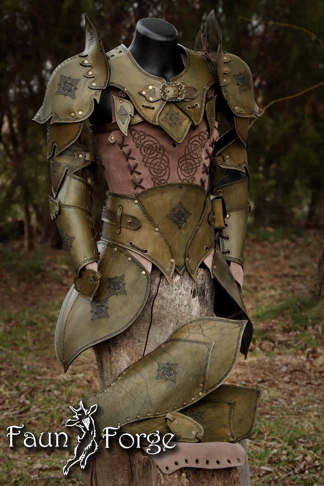 Glade Guard Full Elven Armor Set: Pauldrons, Gorget, Vest, Bracers ...