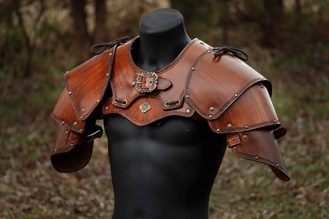 Pauldrons Classic Set - Leather LARP Shoulder Protection - Etsy