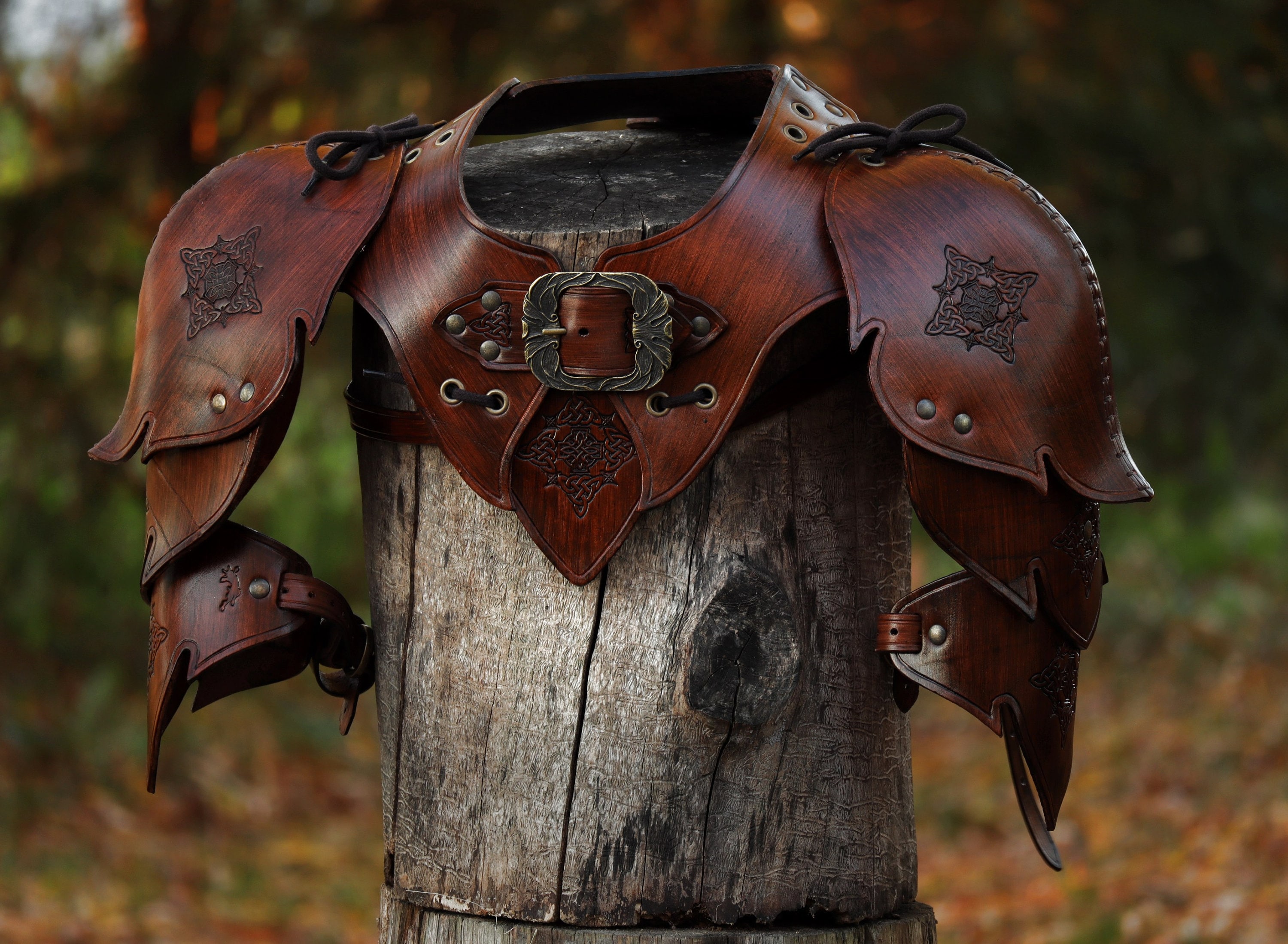 Wardancer Pauldrons Set Gorget Armor Set Leather Handmade - Etsy