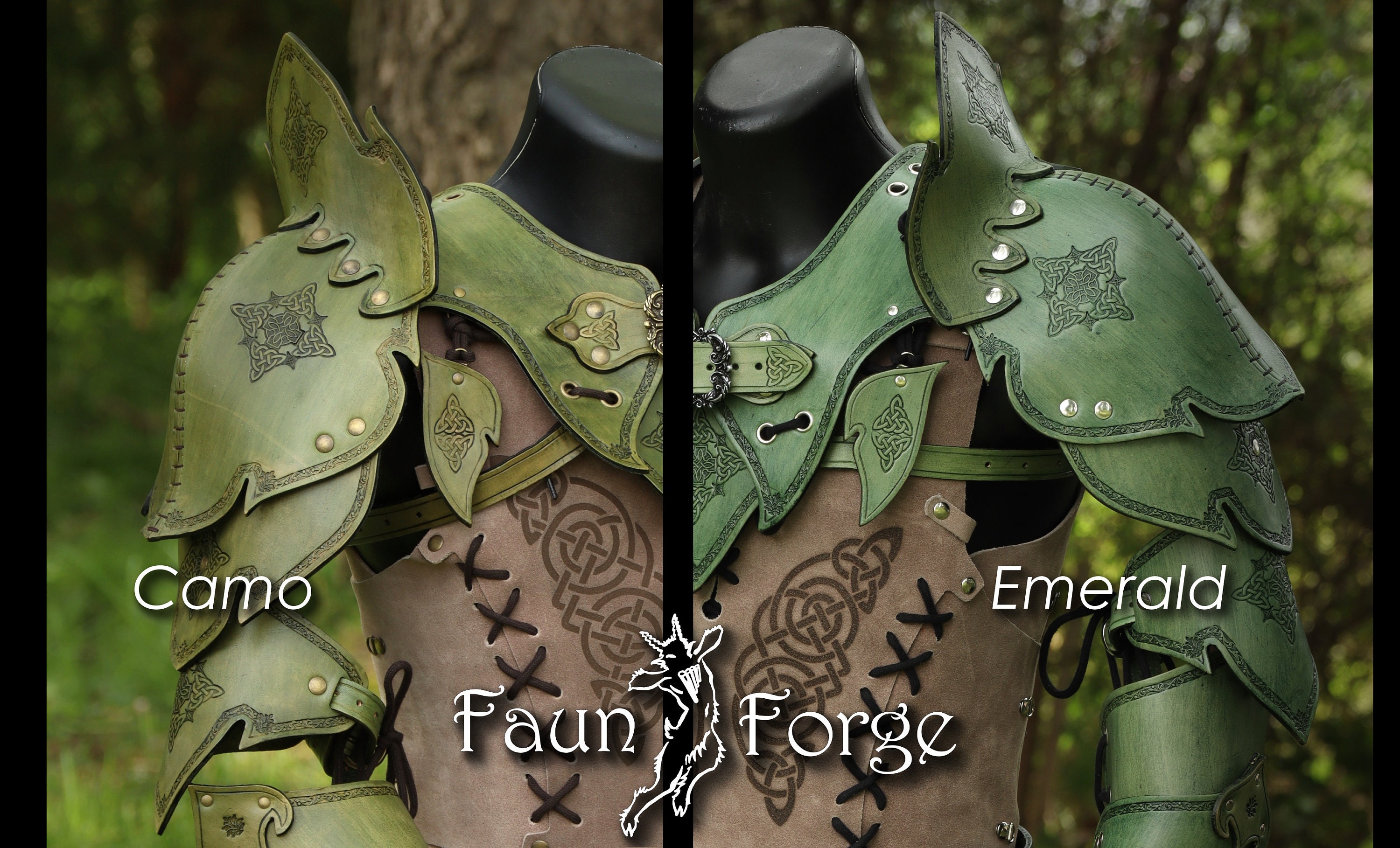 Glade Guard Full Elven Armor Set: Pauldrons, Gorget, Vest, Bracers ...