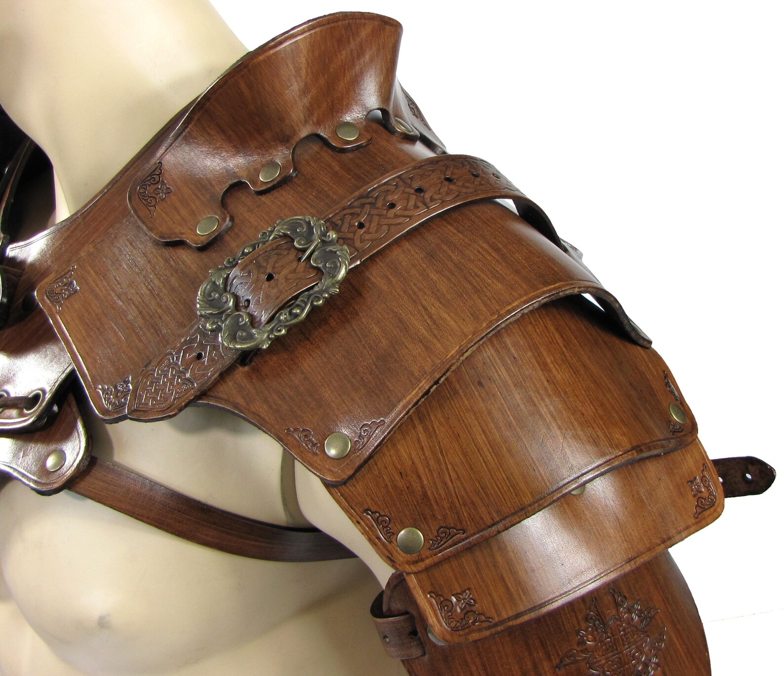 Pauldrons Gorget Set Rogue Leather LARP Shoulder | Etsy