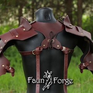 Tiefling Larp Pauldrons Set With Gorget - Leather Costume - Etsy