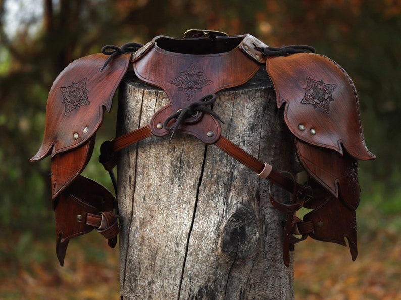 Wardancer Pauldrons Set Gorget Armor Set Leather Handmade - Etsy