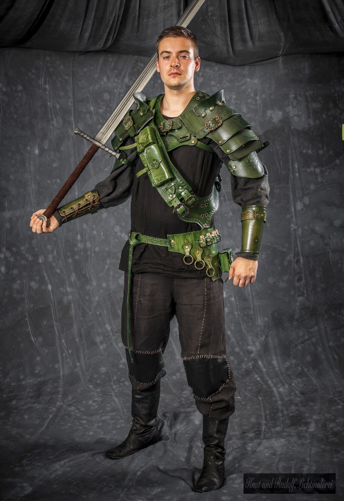 Costume Leather Set Larp Ranger Pauldrons Gorget Bandolier - Etsy