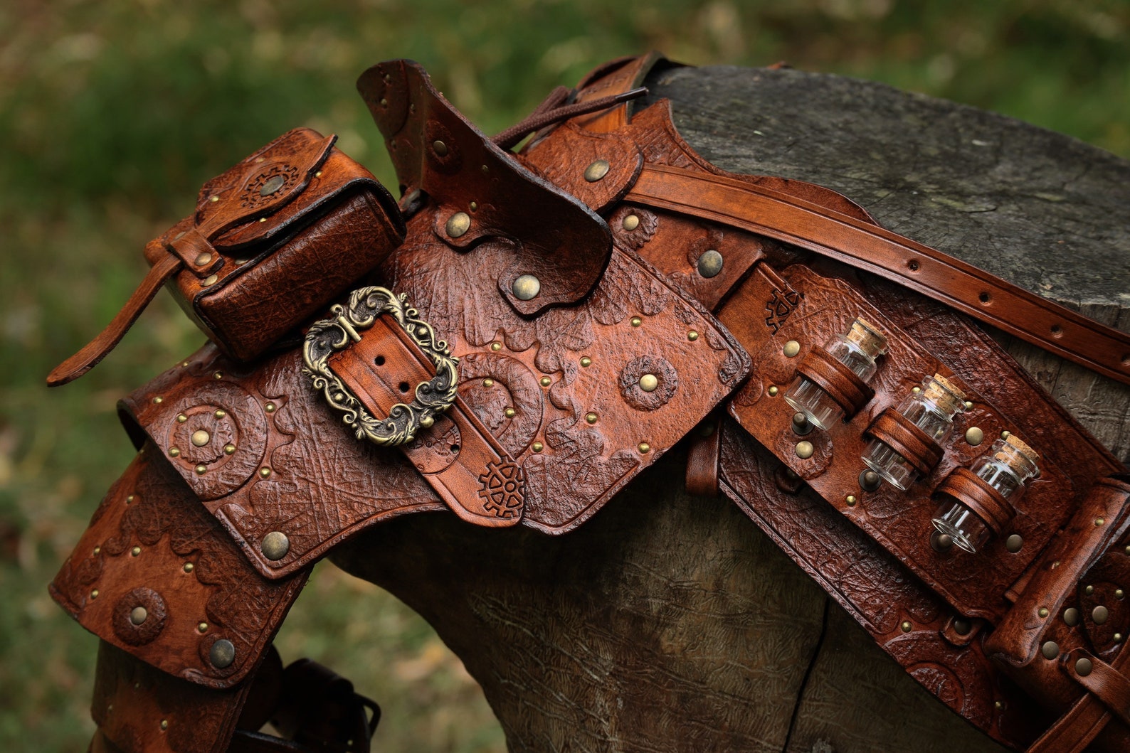 Steampunk Alchemist - Pauldron, Bandolier and Alchemy Belt Set - Etsy