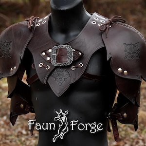 Wardancer Pauldrons Set Gorget Armor Set Leather Handmade, Larp Costume ...