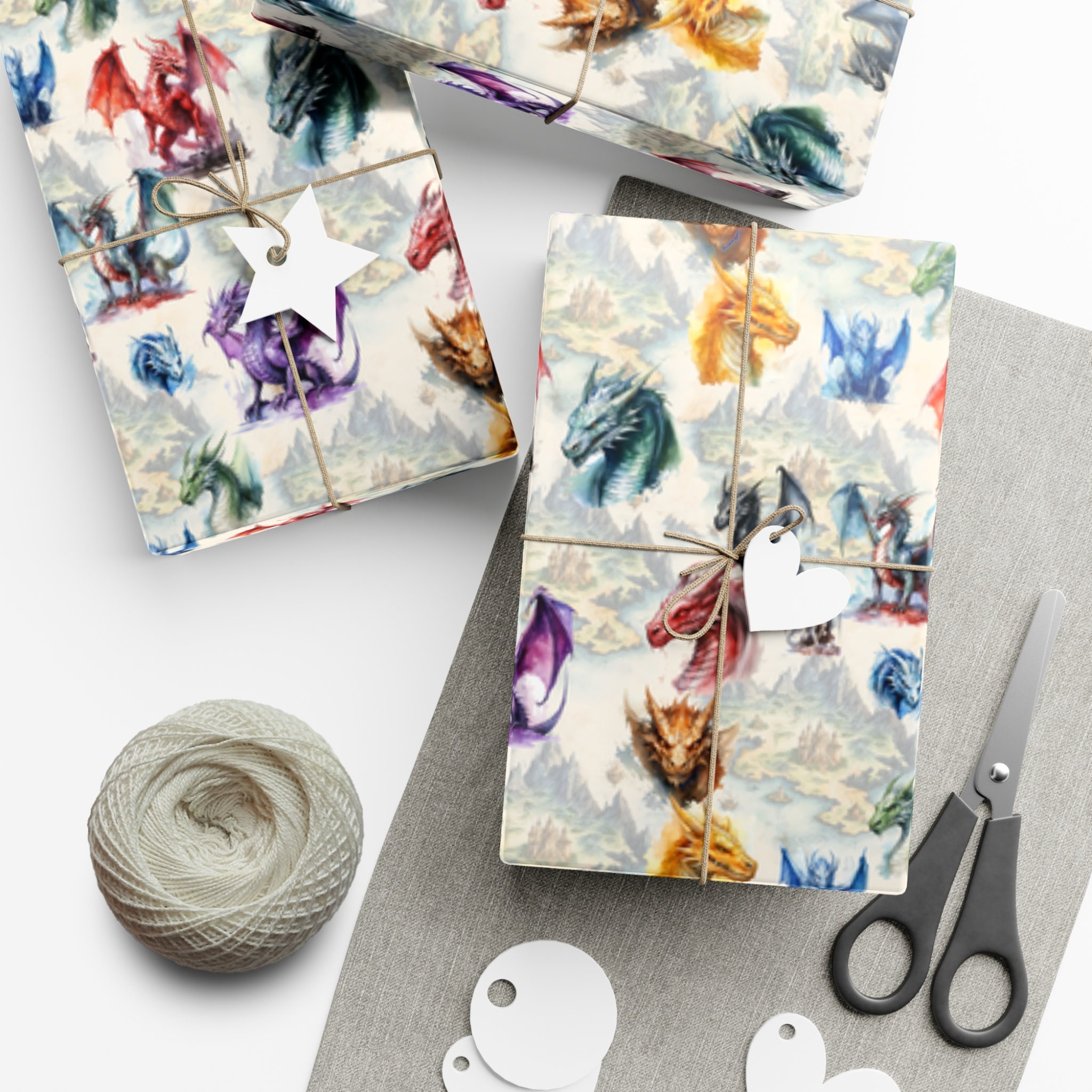 Dnd Wrapping Paper Dragons Gift Wrap, Dungeons and Dragons Fantasy RPG ...