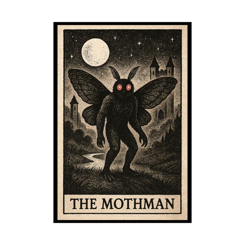 Mothman Tarot Card Poster: Gothic Cryptid Art Print - Etsy