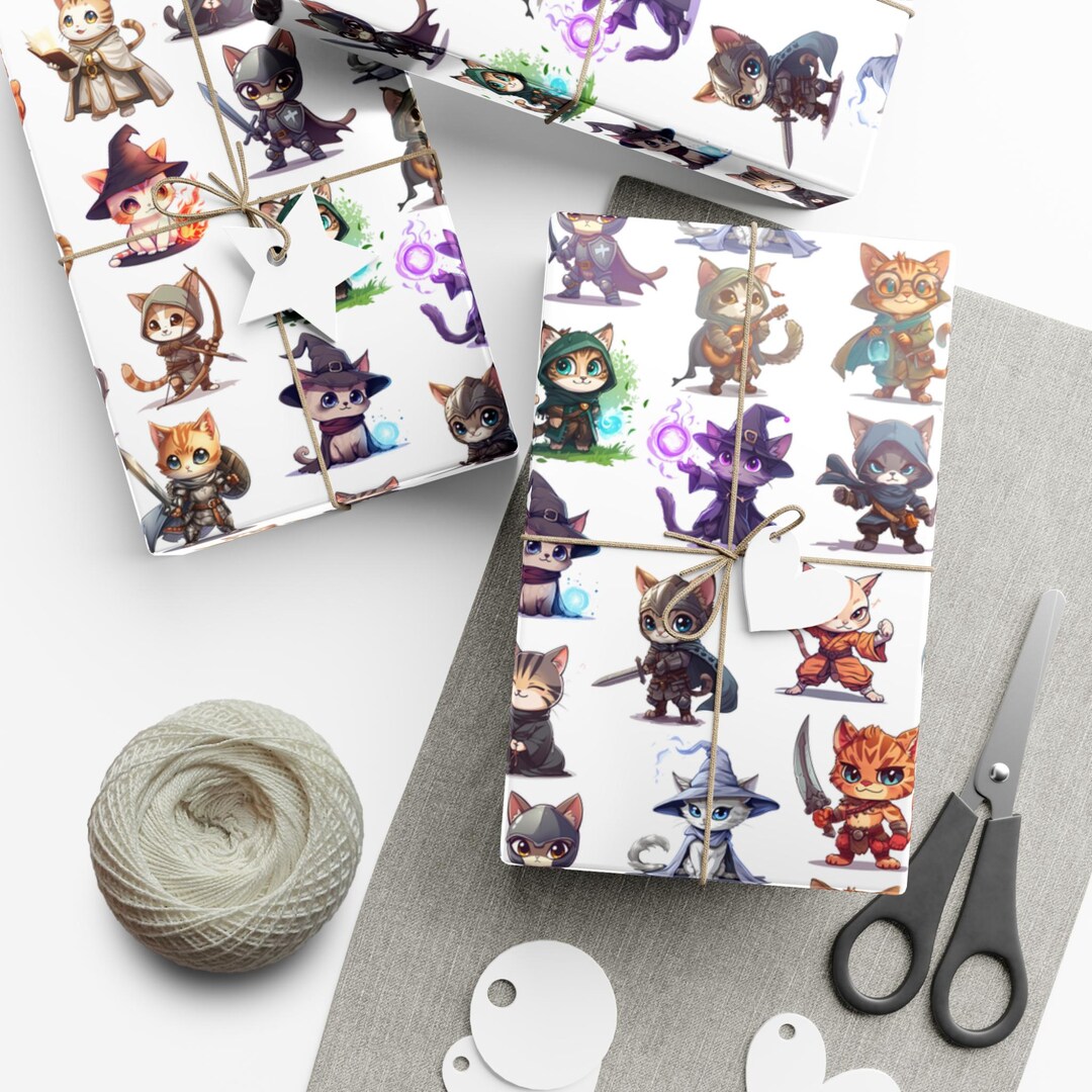 Dnd Cats Wrapping Paper Dungeons and Dragons Gift Wrap, Fantasy RPG - Etsy