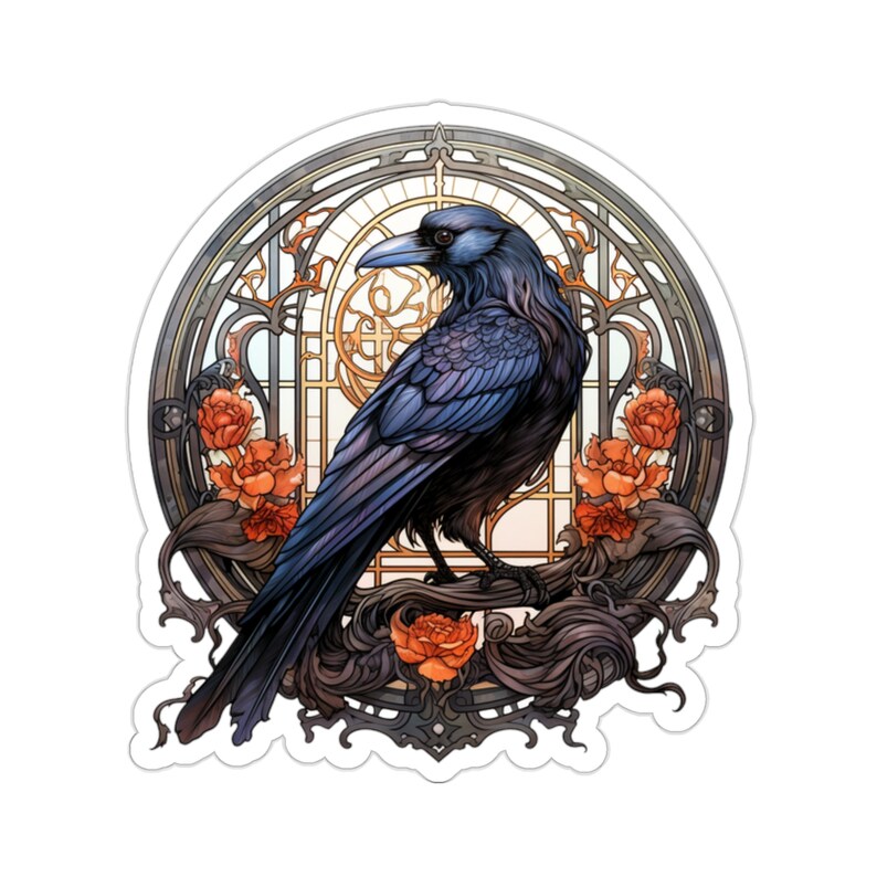 Art Nouveau Raven Sticker - Etsy