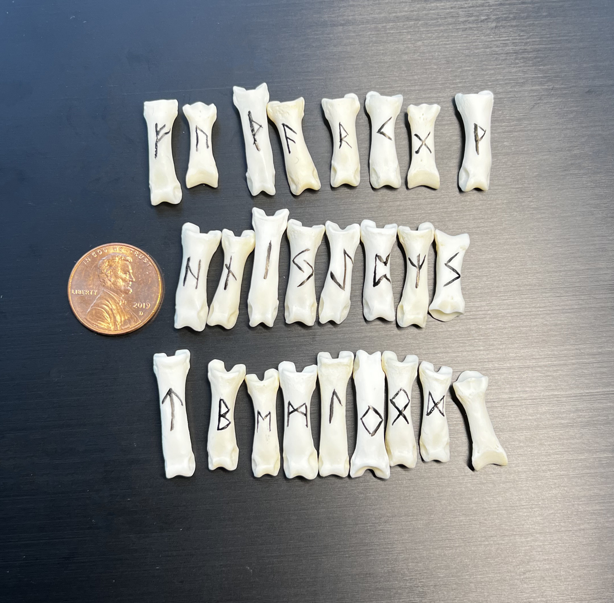 Mini Bone Runes With Velvet Pouch Elder Futhark Norse - Etsy