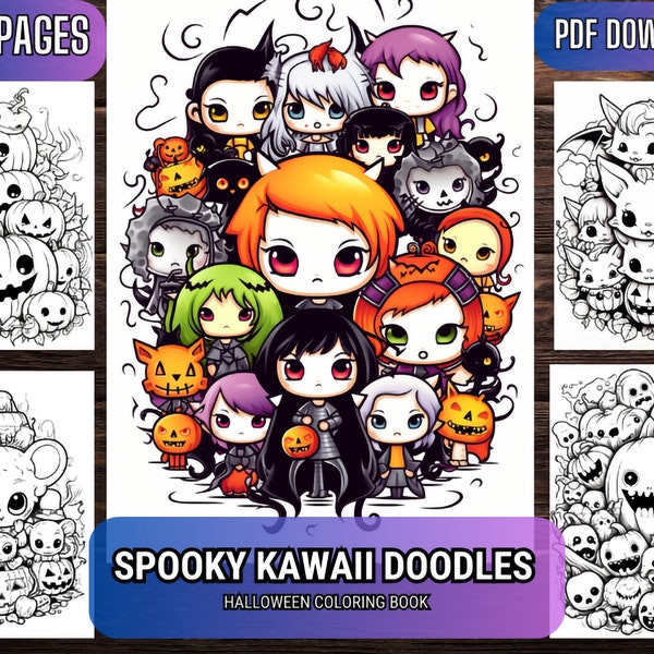 Spooky Kawaii Coloring - Etsy