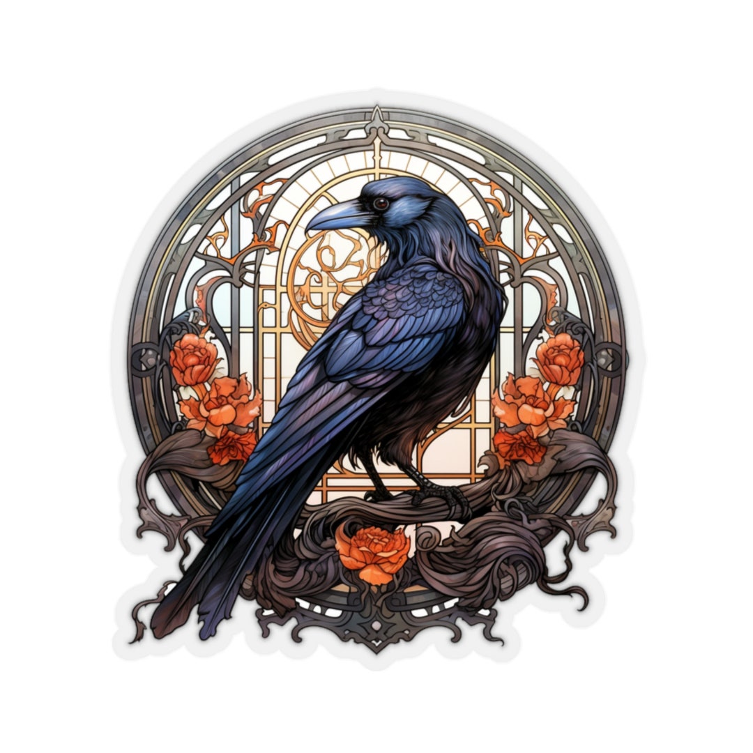 Art Nouveau Raven Sticker - Etsy