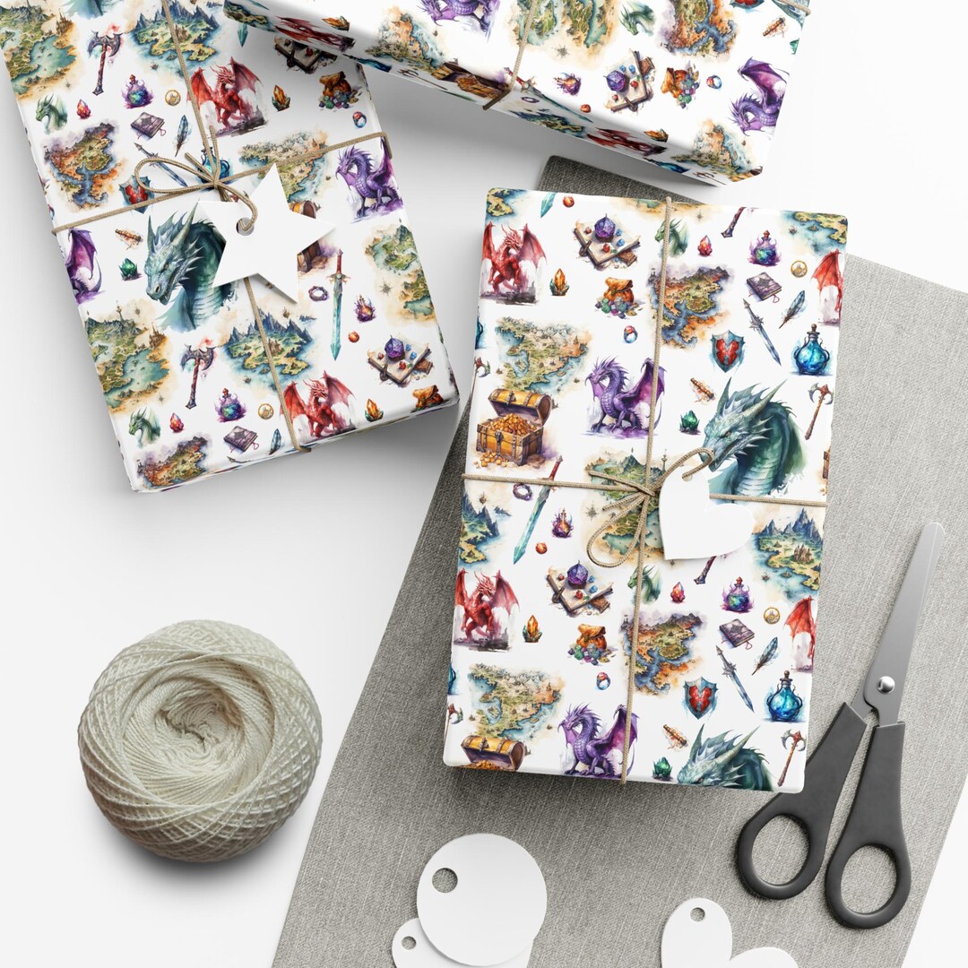 Dungeons and Dragons Gift Wrap, Wrapping Paper, Dnd Fantasy RPG - Etsy