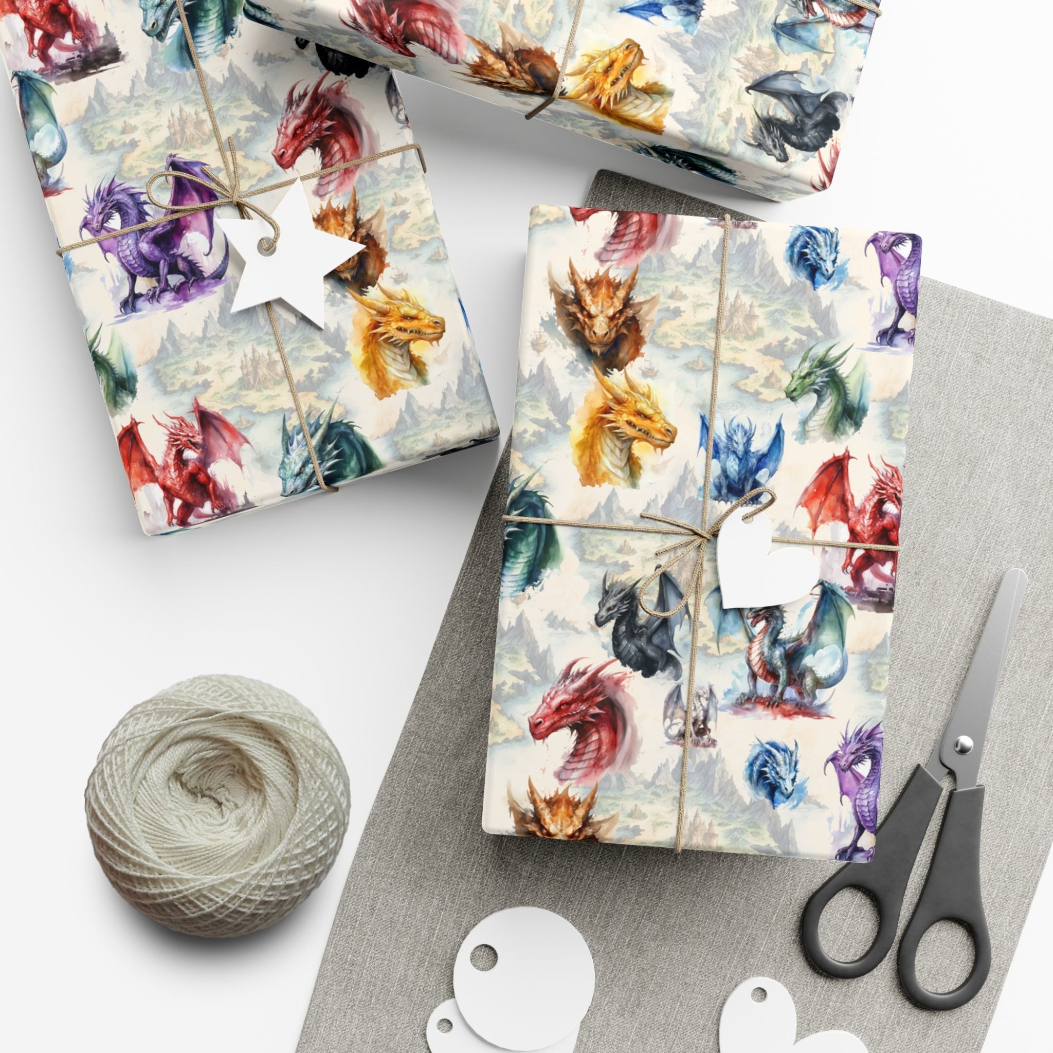 Dnd Wrapping Paper Dragons Gift Wrap, Dungeons and Dragons Fantasy RPG ...