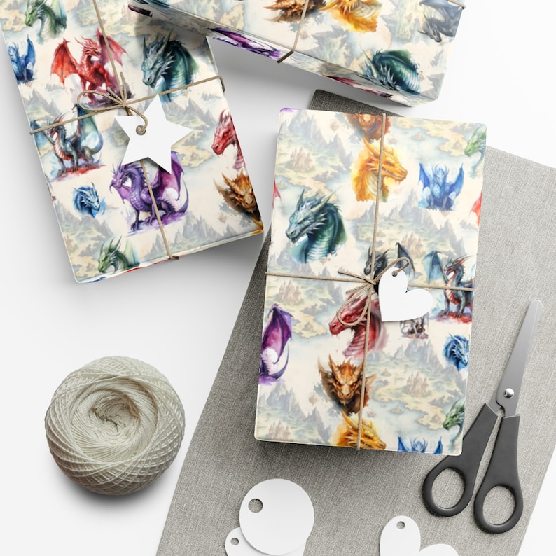 Dnd Wrapping Paper Dragons Gift Wrap, Dungeons and Dragons Fantasy RPG ...