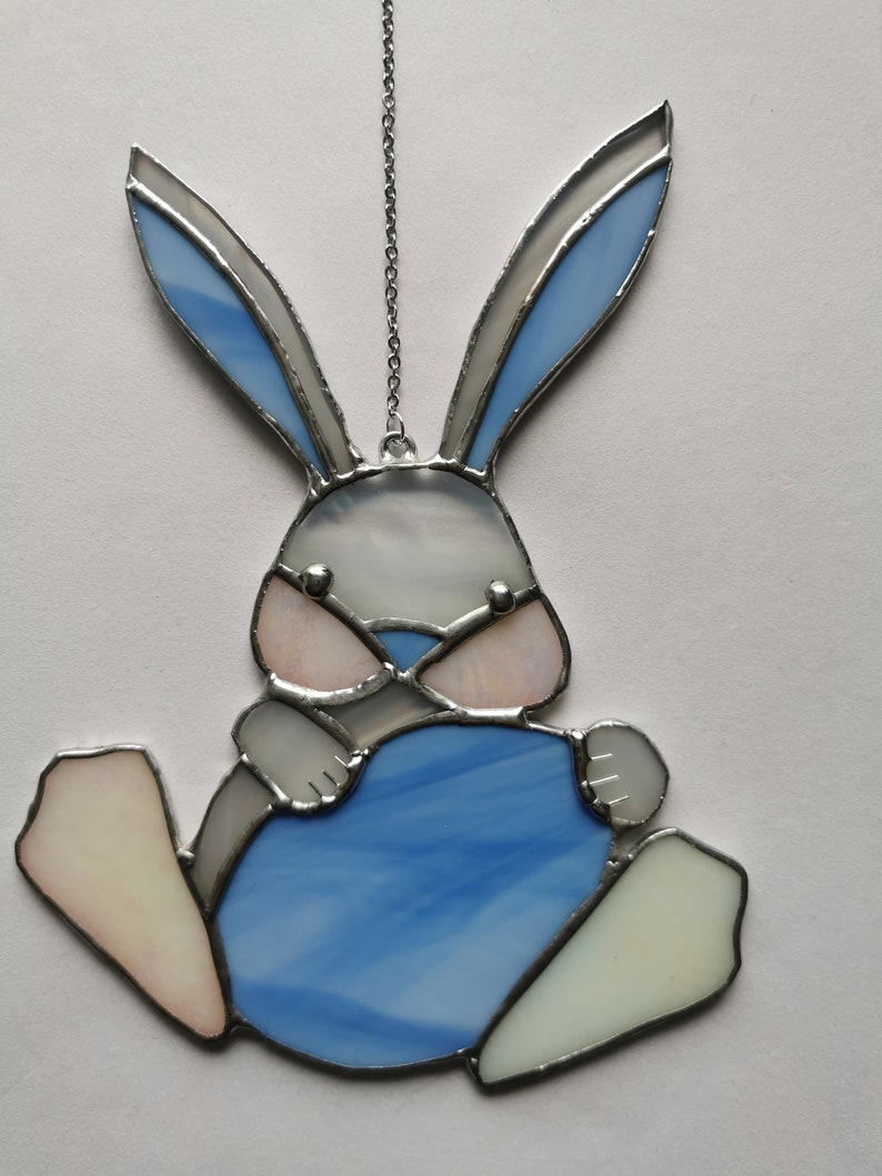 Stained Glass Suncatcher Bunny Rabbit With Easter Egg or Heart - Etsy