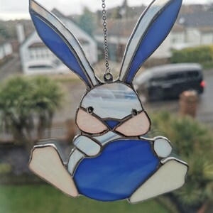 Stained Glass Suncatcher Bunny Rabbit With Easter Egg or Heart - Etsy