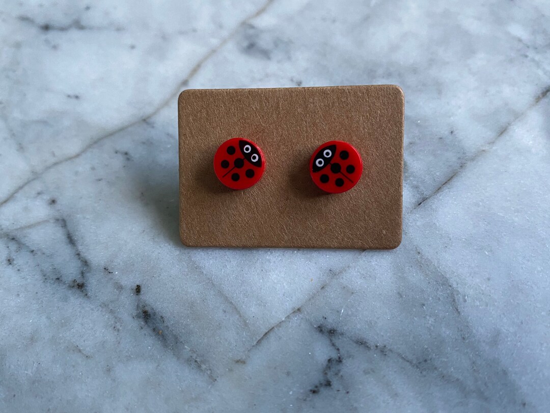 Ladybird Brick Stud Earrings | Ladybug | Insect | Unusual | Up-cycled ...