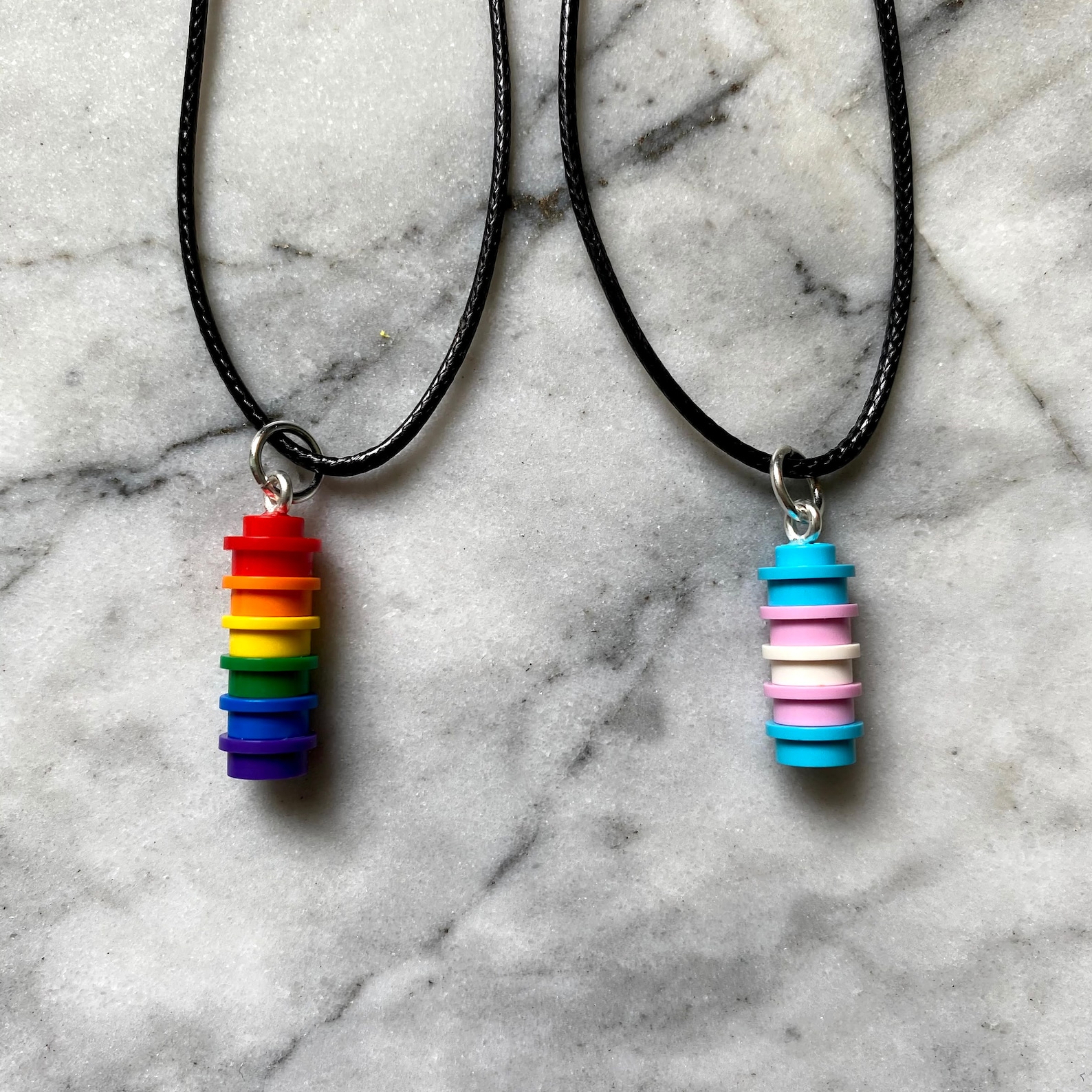 Pride Flag Necklace Pendant With Faux Leather Cord Silver - Etsy