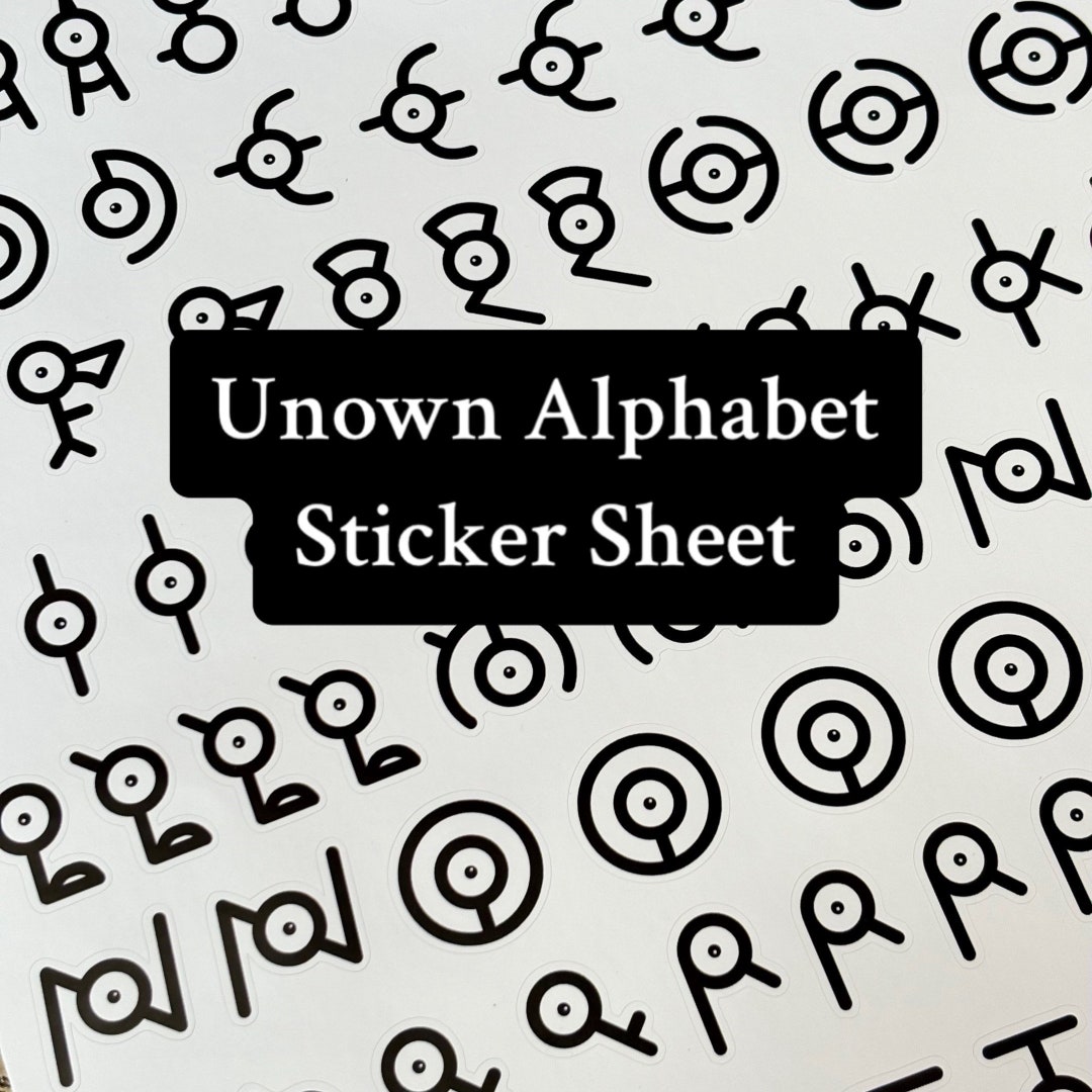 Unown Sticker Pack | A4 Vinyl Alphabet | Matte White or Clear Gloss ...