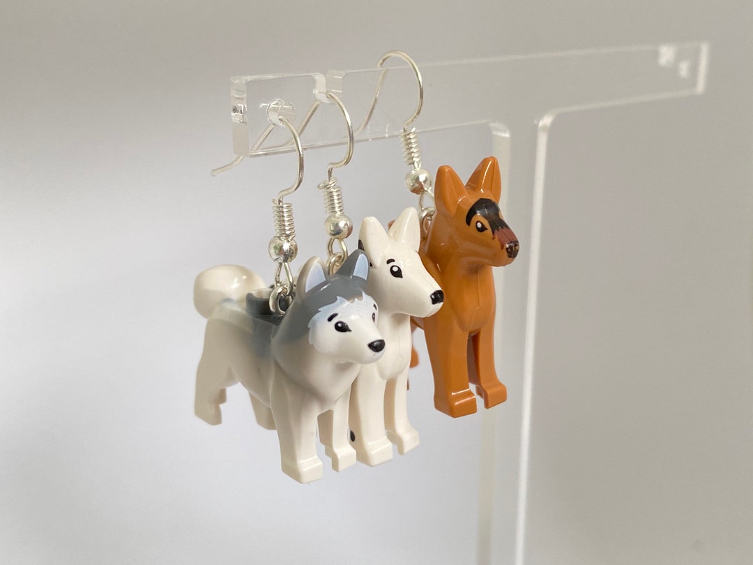 Handmade Brick Dog Drop Earrings | Silver Plated - Etsy