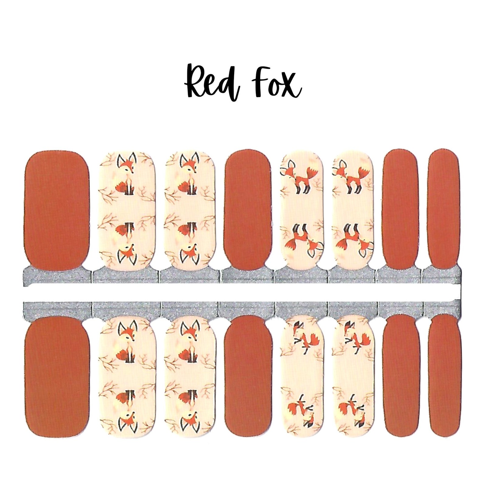 Red Fox Fall Nail Wraps Nail Polish Stickers Nail Strips - Etsy
