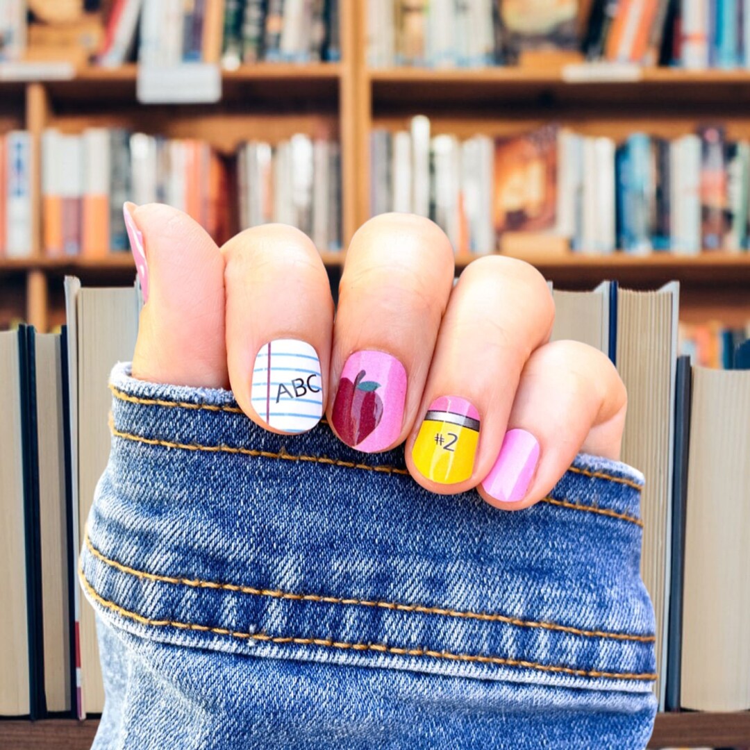 Back to School Teacher Nail Wraps Nail Stickers Nail Strips Teach Love ...
