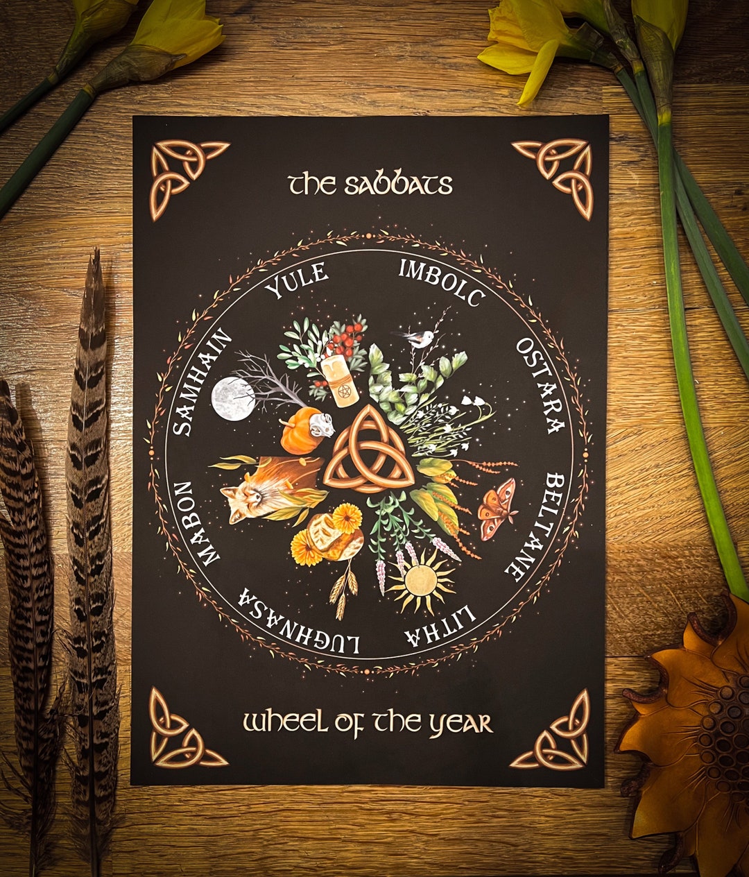 WHEEL of the YEAR Art Print, Pagan Illustration, Earth Calendar A3 A4 ...