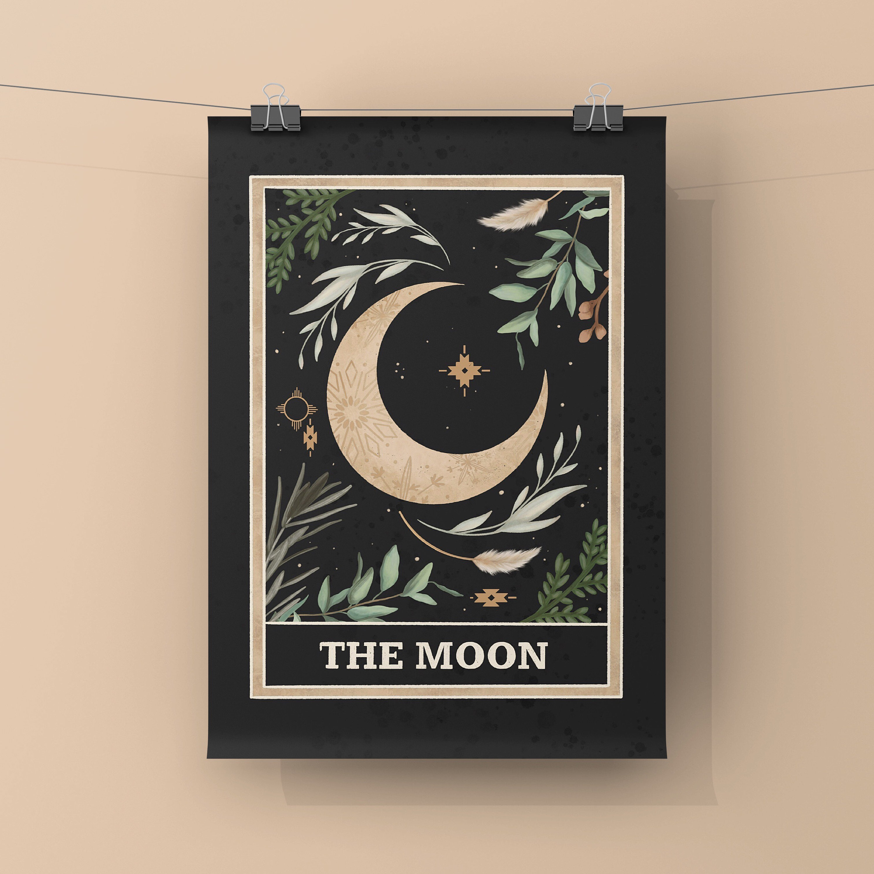 MOON TAROT CARD Art Print, Lunar Illustration, Psychic Lover Gift, A3 ...