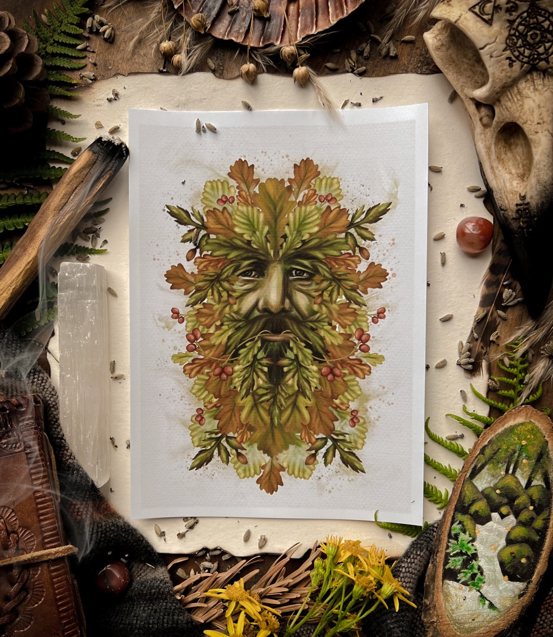 GREEN MAN Art Print, Oak King Illustration, Pagan Mythology, A3, A4, 5 ...