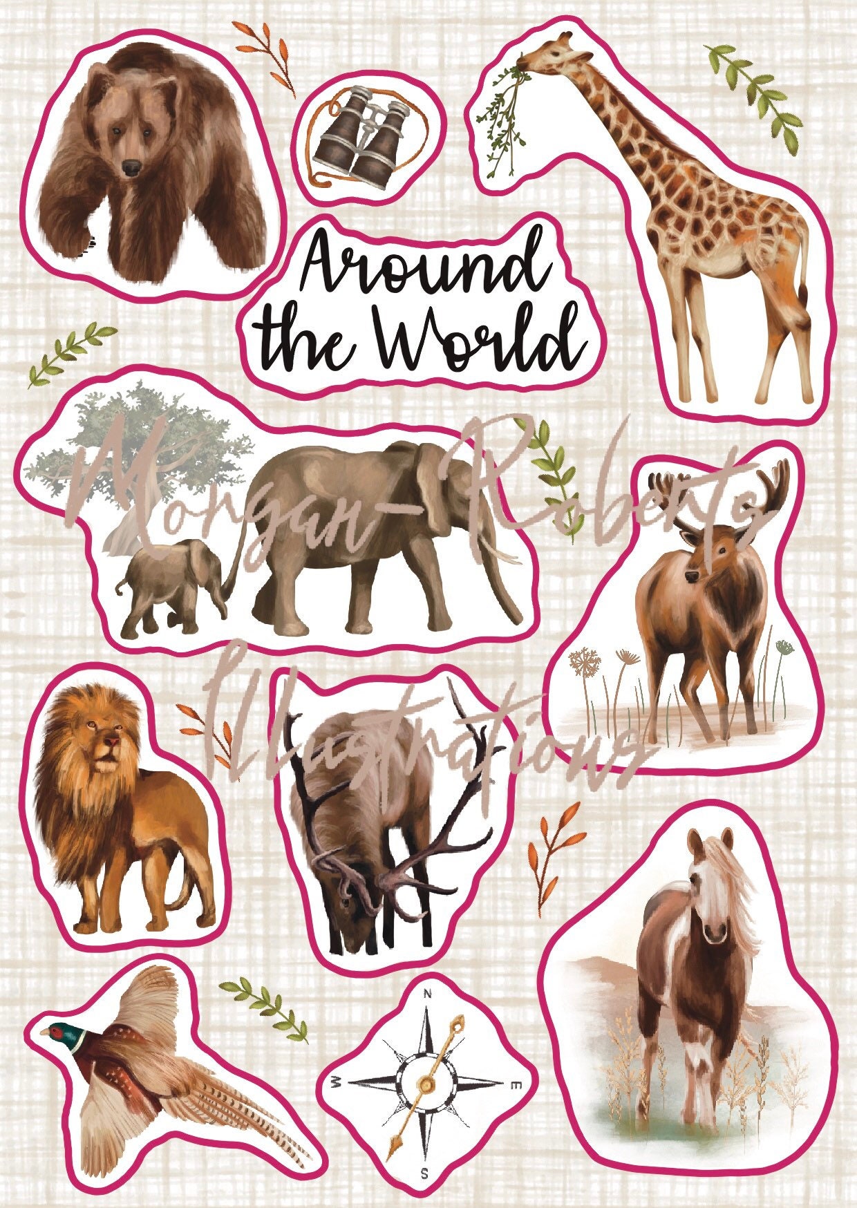 ANIMAL STICKER SHEET A6 Around the World Labels Safari - Etsy