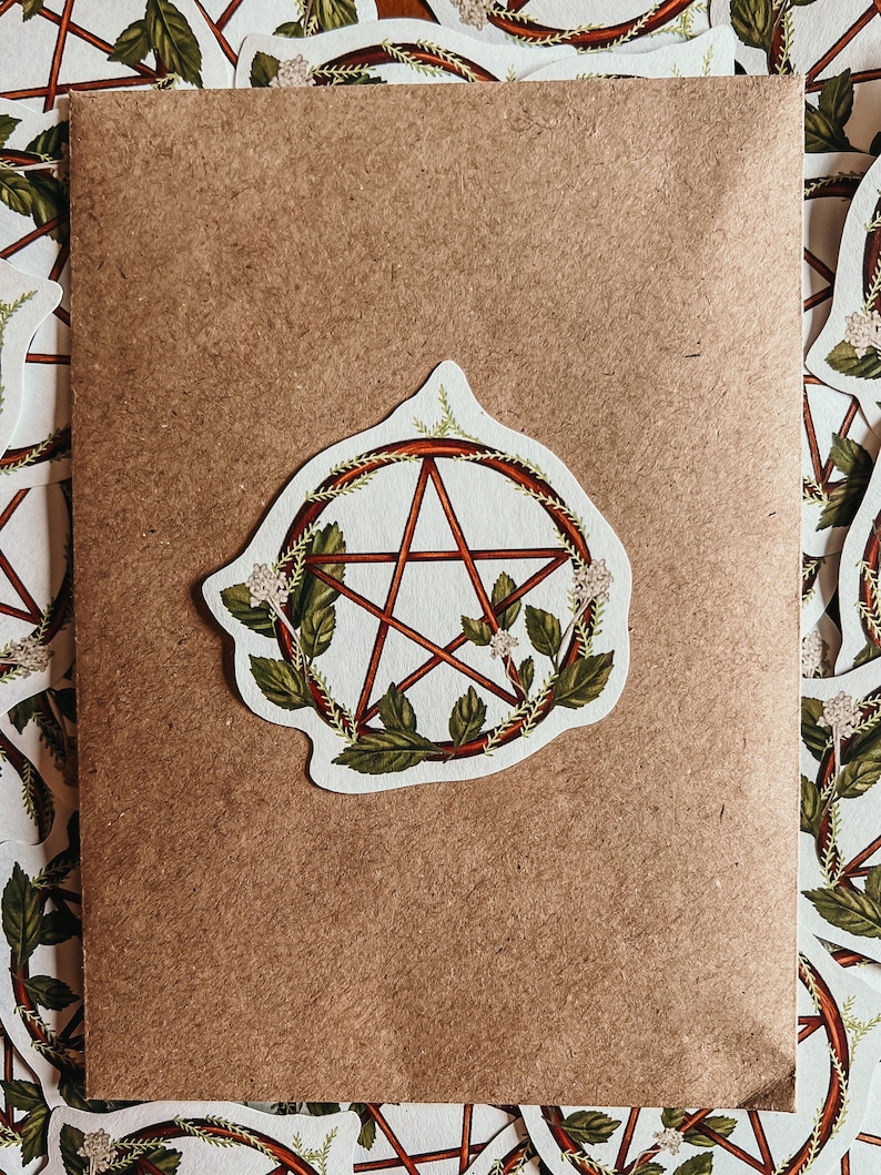 PENTAGRAM STICKER 7cm X7cm, Pagan Decor, Witchcraft Label, Spiritual ...