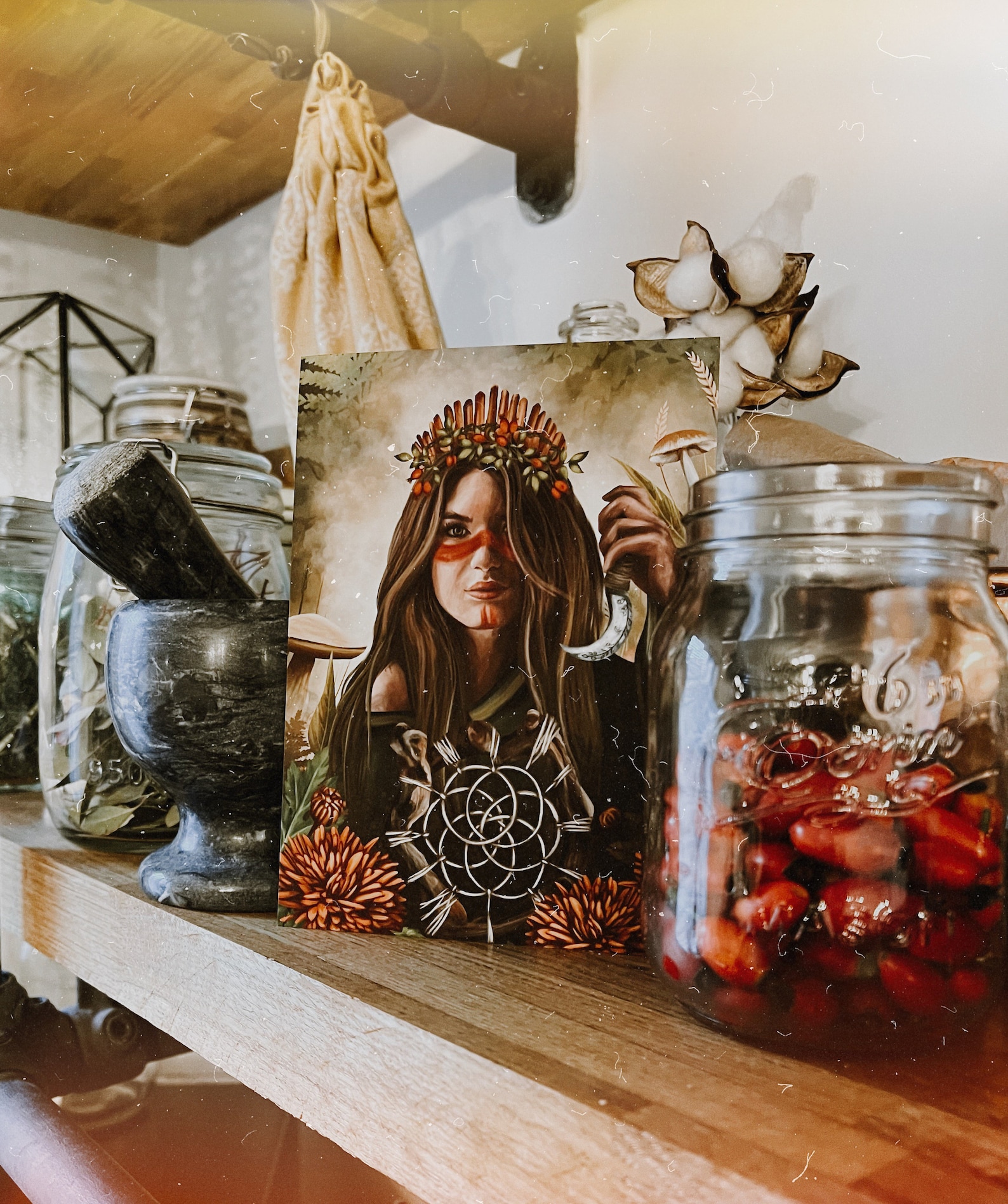 HEDGE WITCH Art Print, Green Witchcraft, Forager Portrait, Nature Wall ...