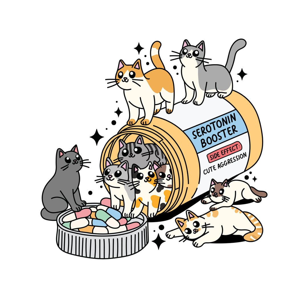 Serotonin Cats Matte Vinyl Sticker | Laptop Stickers for Bookworms - Etsy