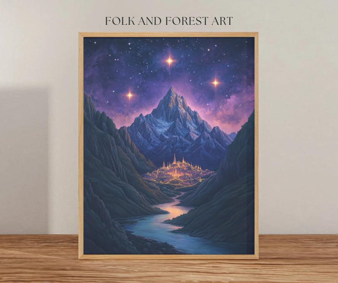 Starry Mountain City Art Print | Velaris-inspired Digital Download ...