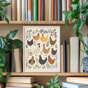Rustic Chickens in Florals | Folk Art Digital Download | Farmhouse ...