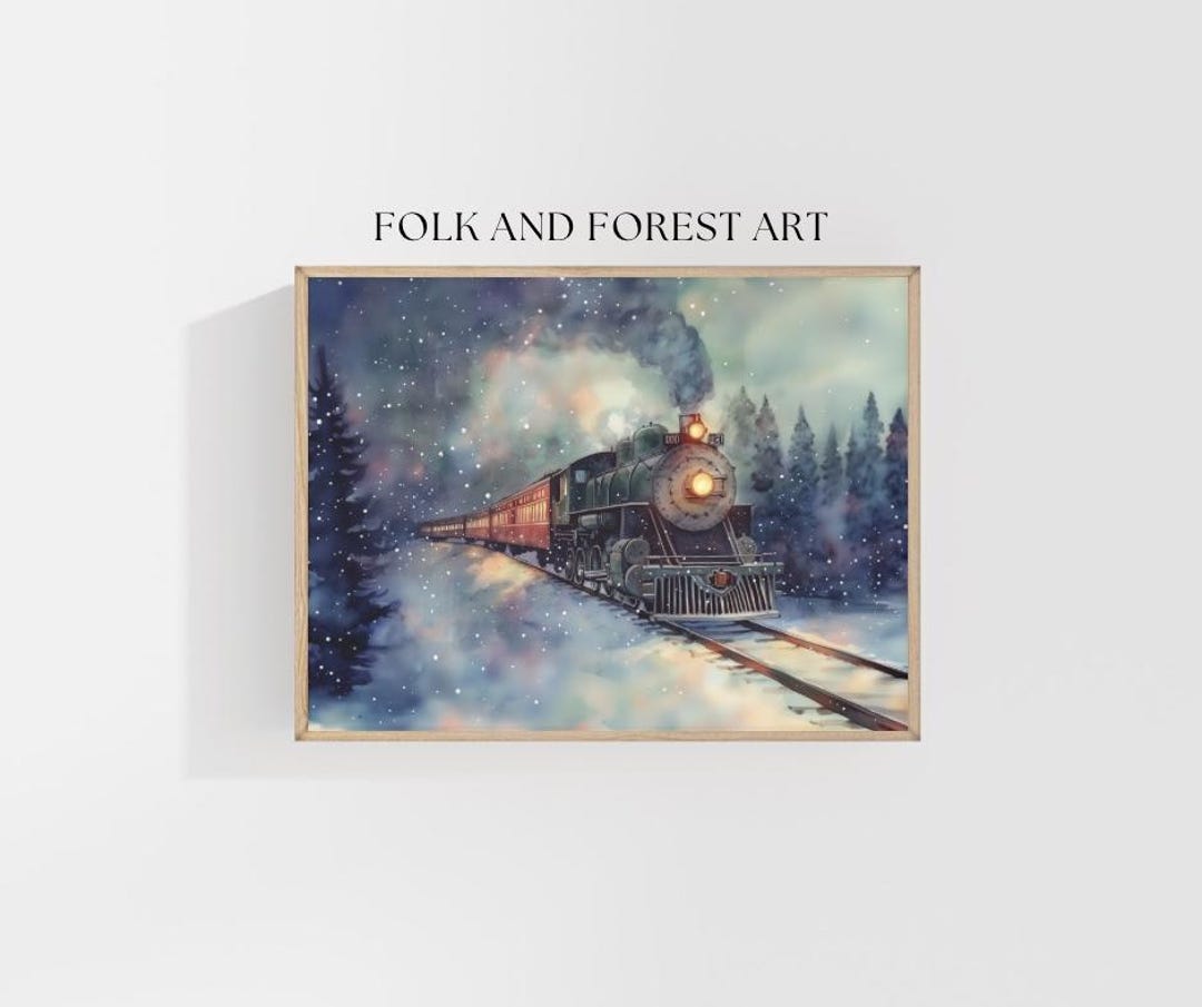 Polar Express-inspired Train in Winter Wonderland | Digital Art Print ...
