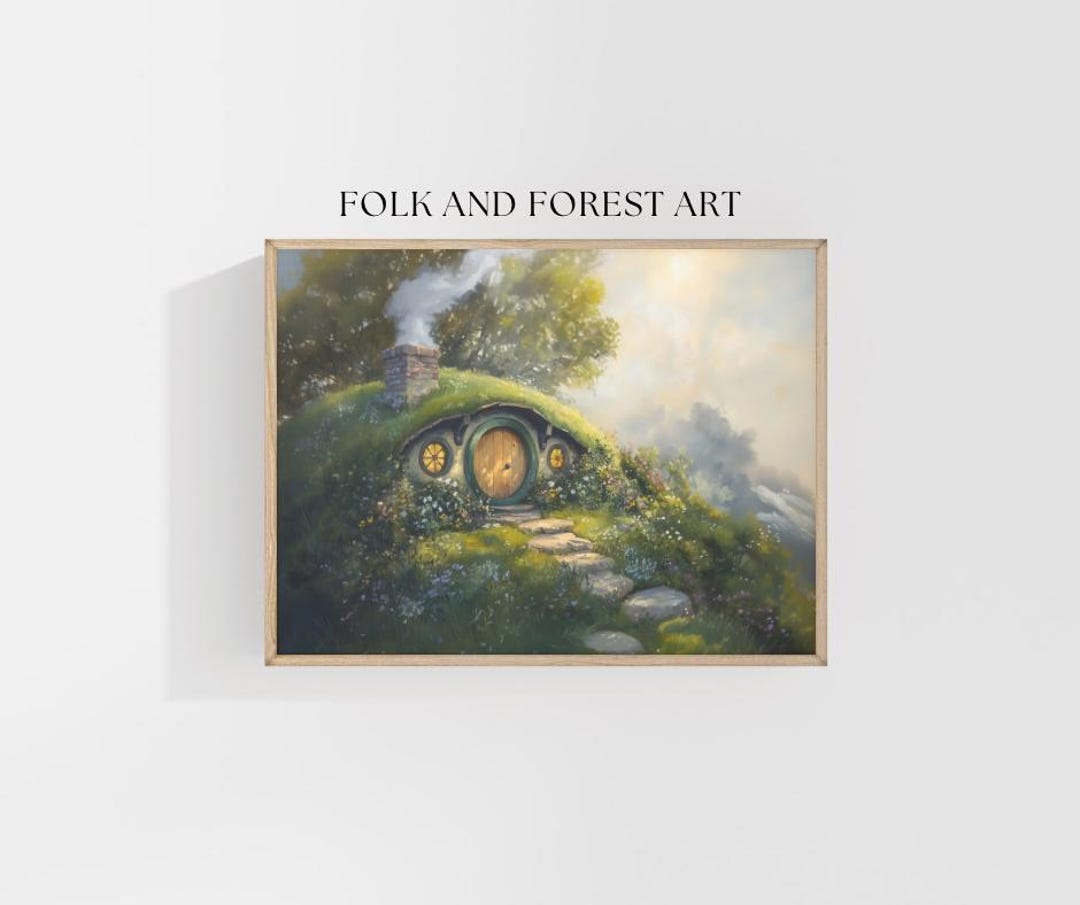 Enchanted Spring Hobbit Hole Art Print | Fantasy Cottage Digital ...
