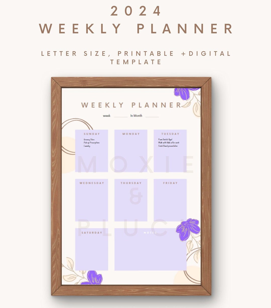 2024 Weekly Planner Printable Portrait, Minimalist Weekly Schedule ...