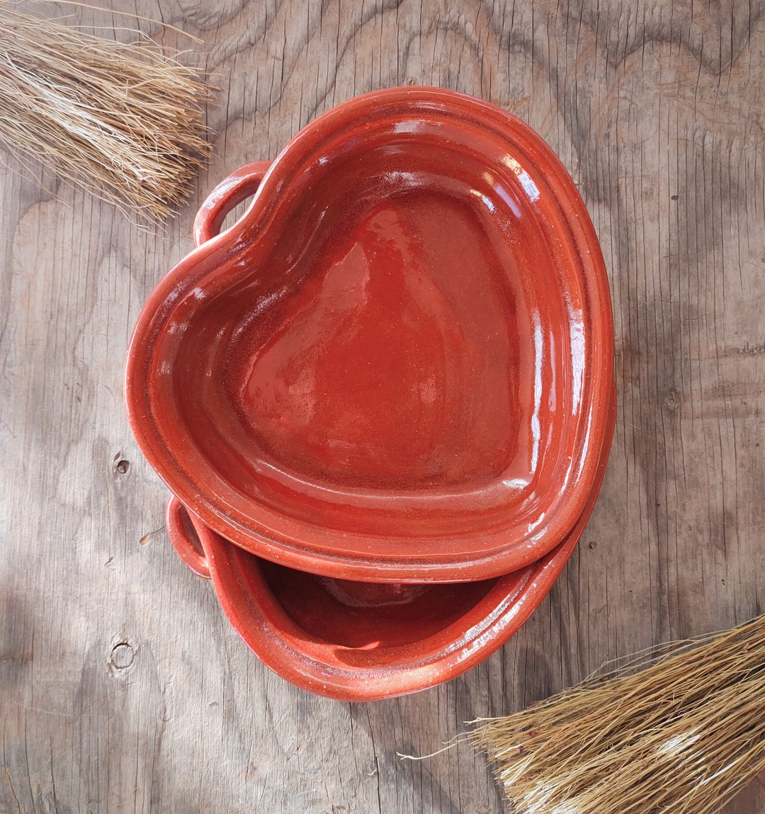 Set De 2 Platones Chicos Corazón De Barro Libre De Plomo - Etsy